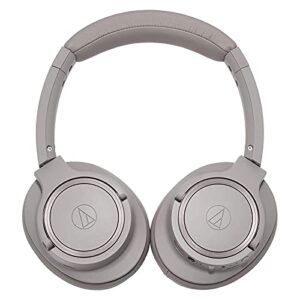 Audio-Technica ATH-SR50BT Bluetooth Wireless Over-Ear Headphones (Brown-Gray) with Knox Gear Stand and Protective Case Bundle (3 Items)