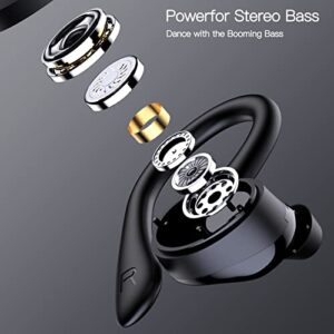 Wireless Earbuds Bluetooth Headphones 60H Playtime Ear Buds Bluetooth Earphones in-Ear Noise Cancelling Earbud with Mic, IPX7 Waterproof Ear Buds with Earhooks for Sports Laptop Gaming Blk