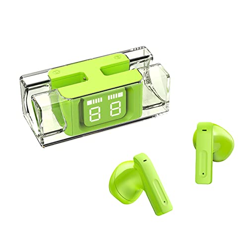 Xmenha Wireless Earbuds Bluetooth in Ear Headphones for iPhone Android Transparent Blue Tooth 5.3 Ear Buds True Wireless Earphones Audifonos Bluetooth Inalambricos TWS Cordless Earbud Green