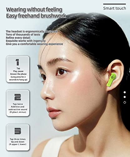 Xmenha Wireless Earbuds Bluetooth in Ear Headphones for iPhone Android Transparent Blue Tooth 5.3 Ear Buds True Wireless Earphones Audifonos Bluetooth Inalambricos TWS Cordless Earbud Green