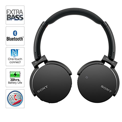 Sony MDRXB650BT/B Extra Bass Bluetooth Headphones, Black