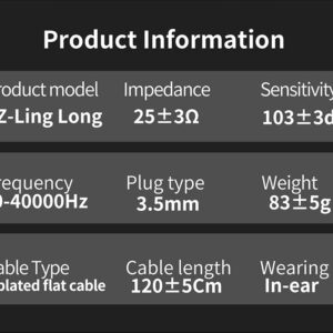 Linsoul KZ Ling Long Earphones 1DD Open-Back HiFi Bass Earbuds in-Ear Monitor Headphones Sports Noise Insulation Headset for Audiophile Studio Musician (Without Mic)