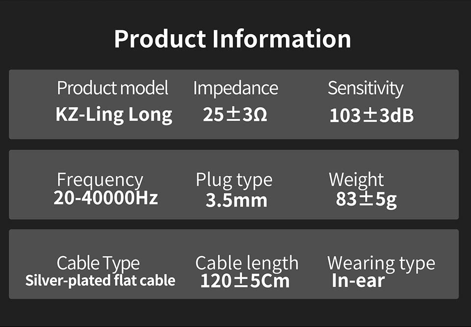 Linsoul KZ Ling Long Earphones 1DD Open-Back HiFi Bass Earbuds in-Ear Monitor Headphones Sports Noise Insulation Headset for Audiophile Studio Musician (Without Mic)