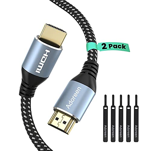 Adoreen 4K HDMI Cable 8 feet/2 Pack, High Speed 18Gbps HDMI 2.0 Cable (1.5-60ft), HDR HDCP 3D 4K@60Hz 2K,1080P, ARC Ethernet, HDMI Cord,Compatible Monitor UHD TV PC PS3 PS4 with 5 Cable Ties