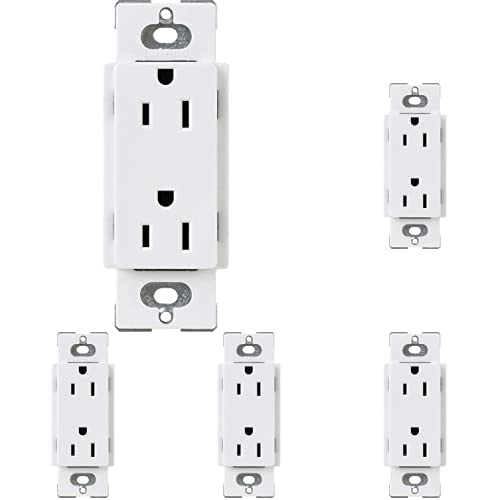 Lutron Claro Duplex Receptacle, 15-Amp, CAR-15-WH, White (Pack of 5)