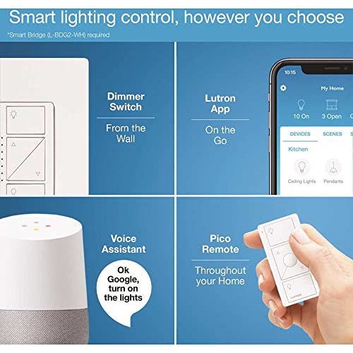 Lutron Caseta Wireless 150-Watt Double Pole 3-Way Wireless White Indoor Touch Dimmer Model # P-PKG1W-WH-R