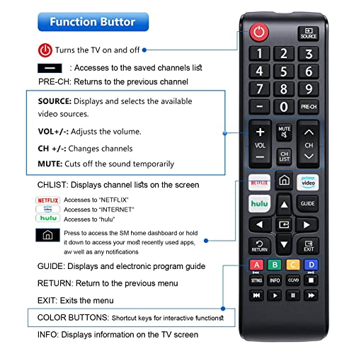 Upgrade Model Universal Remote for Samsung Tv Remote, Remote for Compatible All Samsung Smart TV, LED, LCD, HDTV, 3D, Series TV, Remote Control for Samsung Smart Tv Control Replacement