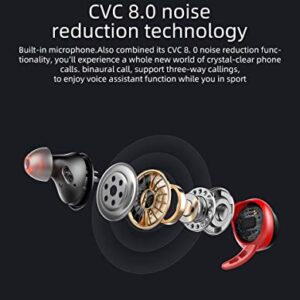 MIFA True Wireless Earbuds, X11 in-Ear Bluetooth 5.0 Headset, IPX7 Waterproof Sport Headphones Earphones APTX, 100 Hrs Playtime, CVC8.0 Mic for Phone Call, Red & Black