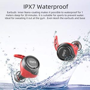 MIFA True Wireless Earbuds, X11 in-Ear Bluetooth 5.0 Headset, IPX7 Waterproof Sport Headphones Earphones APTX, 100 Hrs Playtime, CVC8.0 Mic for Phone Call, Red & Black