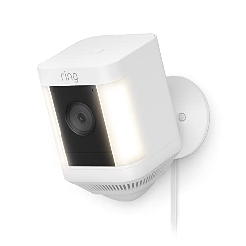 Introducing Ring Spotlight Cam Plus, Plug-in | Two-Way Talk, Color Night Vision, and Security Siren (2022 release) - White