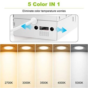 VOLISUN 12 Pack 6 inch Led Recessed Ceiling Light with Junction Box, 2700K/3000K/3500K/4000K/5000K Selectable, 12W=110W Canless Wafer Downlights, 1050LM Dimmable Retrofit Recessed Lighting, ETL