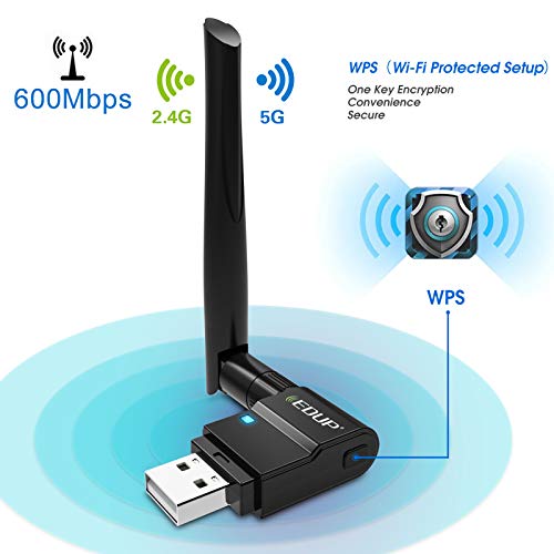 EDUP USB WiFi Adapter Dual Band Wireless Network Adapter 802.11 AC 2.4G/5G USB Wi-Fi Dongle with Extender Antenna Compatible with Windows XP / Vista /7 /8.1 /10, Mac OS X 10.7-10.15