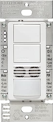 Lutron MS-A202-WH Maestro Dual Tech Dual Circuit Occupancy Sensor Switch, no neutral required, 6 Amp Single-Pole, White