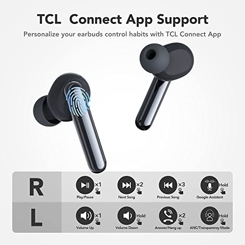 TCL S600 Wireless Earbuds with 6 Built-in Mics Dual Bluetooth Headphones Active Noise Cancellation Auriculares Inalámbricos IPX5 Waterproof Premium Deep Bass Headset 32H for Sports Work Gaming, Black