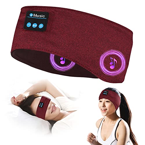 Hoseili 2022 New Sleep Headset Bluetooth Headset,with Ultra-Thin high-Definition Stereo Speakers, Suitable for Sleep, Sports, Jogging, Yoga, Insomnia, air Travel, etc（Red）