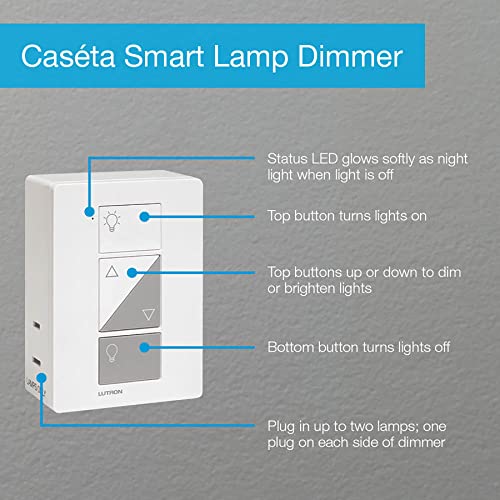 Lutron Caséta Smart Lighting Lamp Dimmer and Pico Smart Remote Kit, with Pico Wall Plate Bracket