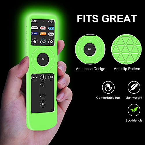 Protective Case for VIZIO XRT260 Smart TV Remote 2021 Model,Silicone Remote Case Holder for XRT260 V-Series 4K UHD HDR Voice Remote,Shockproof Remote Bumper Battery Back Covers Protector-Glowgreen