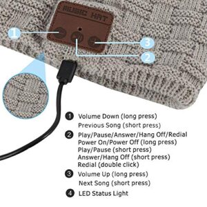 Upgraded 5.0 Winter Hats Wireless Beanie Hat with Headphones Smart Beanie Headset Warm Musical Knit Headphone with Built-in Mic for Skiing Skateboarding Jogging Gift for Men Women Boys Girls