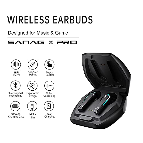 Sanag Wireless Earbuds, Wireless Bluetooth Earbud in-Ear Headphones Game & Music Modes Earbuds, XPRO Bluetooth Headphones Stereo Earbuds 30 Hrs Playtime