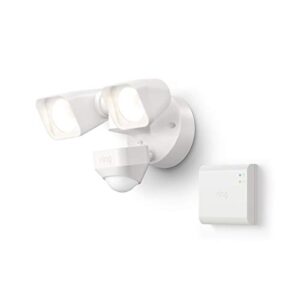 ring smart lighting – floodlight, wired, outdoor motion-sensor security light, white (starter kit)