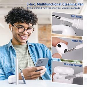 Cleaner Kit for AirPods, 3-in-1 Multifunctional Wireless Earbuds Cleaning Kit for AirPods Pro, Bluetooth Earbuds Cleaning Pen with Sponge, Brush, Metal Tip