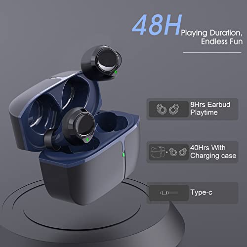 Wireless Earbud, Bluetooh 5.1 Headphones Deep Bass, Bluetoth Earbud in Ear with Mic CVC8.0 Noise Cancelling, Ture Wireless Earphones 48H Playtime with Charging Case, IP7 Waterproof Headset Sports