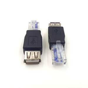 Haokiang (2-Pack) USB - RJ45, USB2.0 A Female to RJ45 Ethernet Male AF-8P8C Connector, USB Transfer Network Plug Adapter