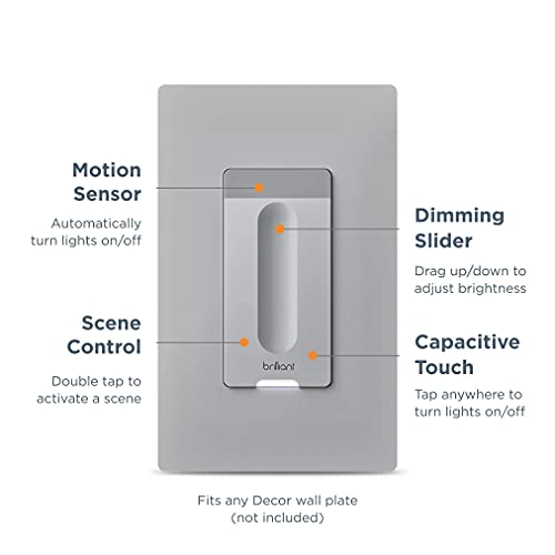 Brilliant Smart Dimmer Switch (Gray) — Compatible with Alexa, Google Assistant, Apple HomeKit, Hue, LIFX, SmartThings, TP-Link, Wemo and More