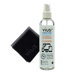 vius screen cleaner premium screen cleaner spray for lcd led tvs, laptops, tablets, monitors, phones, and other electronic screens – gently cleans fingerprints, dust, oil (8oz)