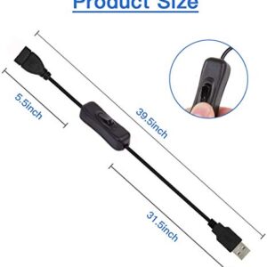 DFsucces USB Extension Cable 2Pcs with ON/Off Switch USB Male to Female Cable Support (Data and Power) for LED Desk Lamp, USB Fan, LED Strips etc