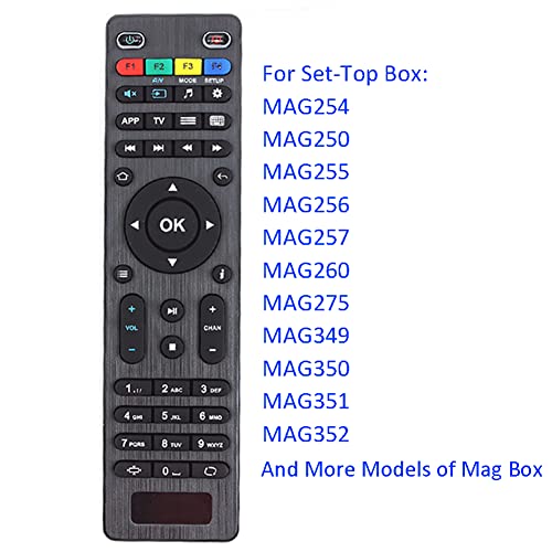 Amiroko Replacement Remote Control for MAG254 MAG250 255/256 / 257/260 / 275/349 / 350/351 / 352 OTT Tv Box IPTV Set-Top Box, Black