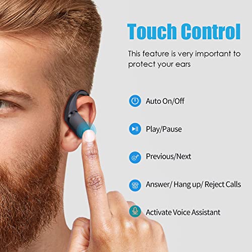 WixGear Sport Wireless Earbuds, Bluetooth 5.0 Wireless Over Ear Sport Headphones with Touch Control, and Charging Case Stereo Deep Bass Sound,30H Playtime Sweat-Proof Bluetooth Earphones with Mic