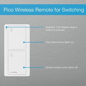 Lutron 2-Button Pico Smart Remote Control for Caséta Smart Switch, PJ2-2B-GLA-L01, Light Almond