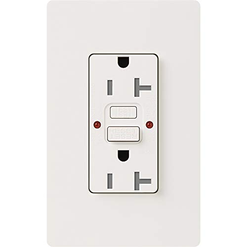 Lutron SCR-20-GFST-SW 20-Amp Tamper Resistant Self-Testing Receptacle, Snow