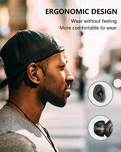 True Wireless Earbuds, TONSTEP Bluetooth 5.1 Headphones with Charging Case, Deep Bass Stereo Earphones, 30H Playtime, IPX6 Waterproof, Touch Control, in-Ear Built-in Mic Headset for Sport, Work(Black)