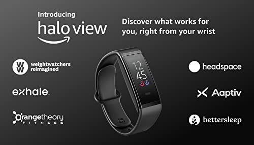 Amazon Halo View fitness tracker, with color display for at-a-glance access to heart rate, activity, and sleep tracking – Active Black – Medium/Large