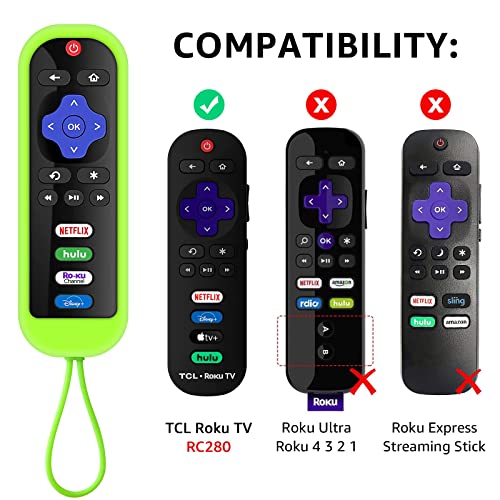 [2Pack] TCL roku tv Remote Cover,Compatible with RC280 RC282 Remote with Buttons for Netflix, Sling, Hulu, Now or Vudu/ESPN | 4K UHD Roku LED TV - 50S435 | Roku TV - 32S335 | (Luminous Green + Blue)