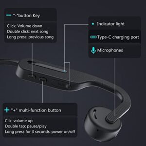 Open Ear Air Conduction Headphones, Bluetooth 5.0 Wireless Running Headphones 10 Hours Playtime HiFi 9D Stereo Sweatproof Sports Headset with Mic for Driving, Hiking, Cycling (Black)