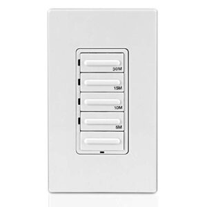 Leviton LTB30-1LZ Decora 1800W Incandescent/20A Resistive-Inductive 1HP Preset 5-10-15-30 Minute Countdown Timer Switch, White/Ivory/Light Almond Faceplates Included