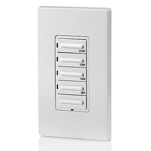 Leviton LTB30-1LZ Decora 1800W Incandescent/20A Resistive-Inductive 1HP Preset 5-10-15-30 Minute Countdown Timer Switch, White/Ivory/Light Almond Faceplates Included