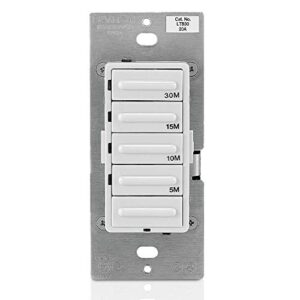 leviton ltb30-1lz decora 1800w incandescent/20a resistive-inductive 1hp preset 5-10-15-30 minute countdown timer switch, white/ivory/light almond faceplates included