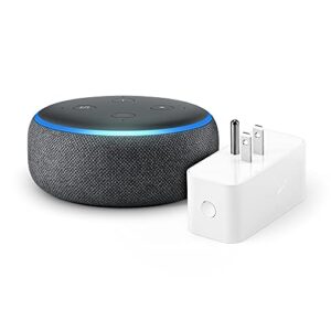 echo dot (3rd gen) bundle with amazon smart plug – charcoal