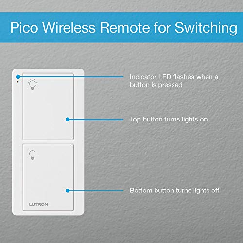 Lutron 2-Button Pico Smart Remote Control for Caséta Smart Switch, PJ2-2B-GIV-L01, Ivory