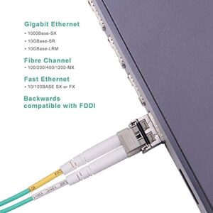 Fiber Patch Cable - LC to LC OM3 10Gb/Gigabit Multi-Mode Jumper Duplex 50/125 LSZH Fiber Optic Cord for SFP Transceiver, Computer Fiber Networks and Fiber Test Equipment, 30-Meter(100ft)