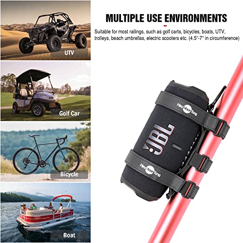 HeyMoonTong Big Portable Speaker Mount for Large Bluetooth Speakers with 12''-20'' Circumference, Waterproof Adjustable Strap Accessory Holder Fits UTV Golf Cart Bike or Boat Railing/Cross bar/Frame