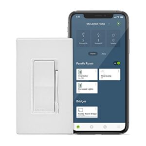 leviton dn6hd-2rw decora smart no-neutral 600w dimmer, requires mlwsb wi-fi bridge to work with my leviton, alexa, hey google, homekit/siri, white