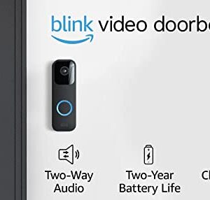 Blink Video Doorbell (Black) + Mini Camera (Black) with Sync Module 2 | Two-Way Audio, HD Video, Motion and Chime Alerts | Alexa Enabled