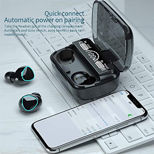 Wireless Earbuds,Bluetooth 5.1 Powerful Bass True Wireless Earphones,IPX6 Waterproof Touch Control HiFi Stereo Sound In Ear CVC8.0 Tech Noise Reduction Headphones with Mic,One-Step Pairing,LED Display