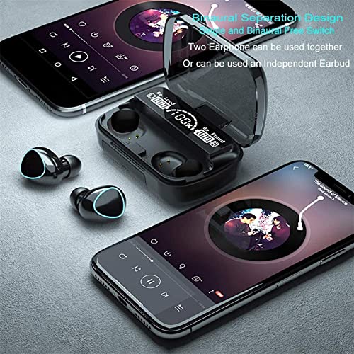 Wireless Earbuds,Bluetooth 5.1 Powerful Bass True Wireless Earphones,IPX6 Waterproof Touch Control HiFi Stereo Sound In Ear CVC8.0 Tech Noise Reduction Headphones with Mic,One-Step Pairing,LED Display