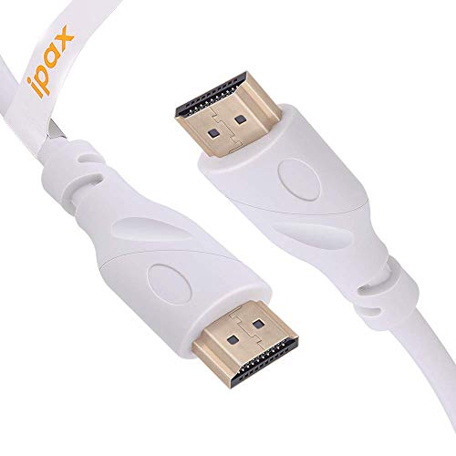 Ipax 15ft Long White High Speed HDMI 2.0 Cable with Ethernet 3D 4K@60Hz Ultra HD UHD Laptop to TV Television Compatible with for Roku TV Asus Vivobook HP Samsung Viotek Vizio LG Sharp Fire TV Cube